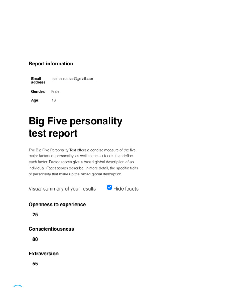 Personality Test Result - Free Personality Test Online at | PDF ...