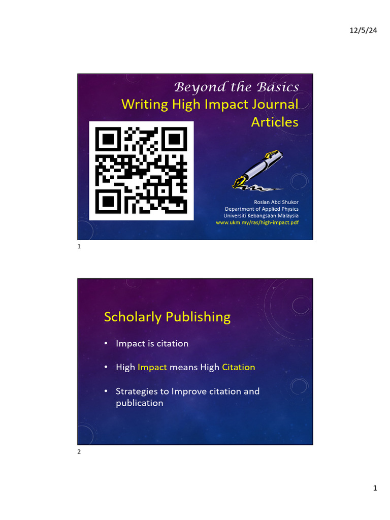 Writing High Impact Journal Articles | PDF | Scholarly Communication ...