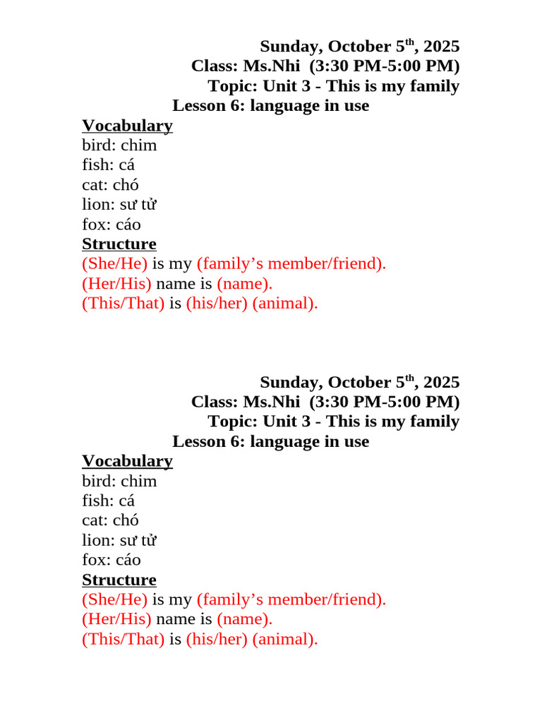 U 3-Lesson 6 | PDF