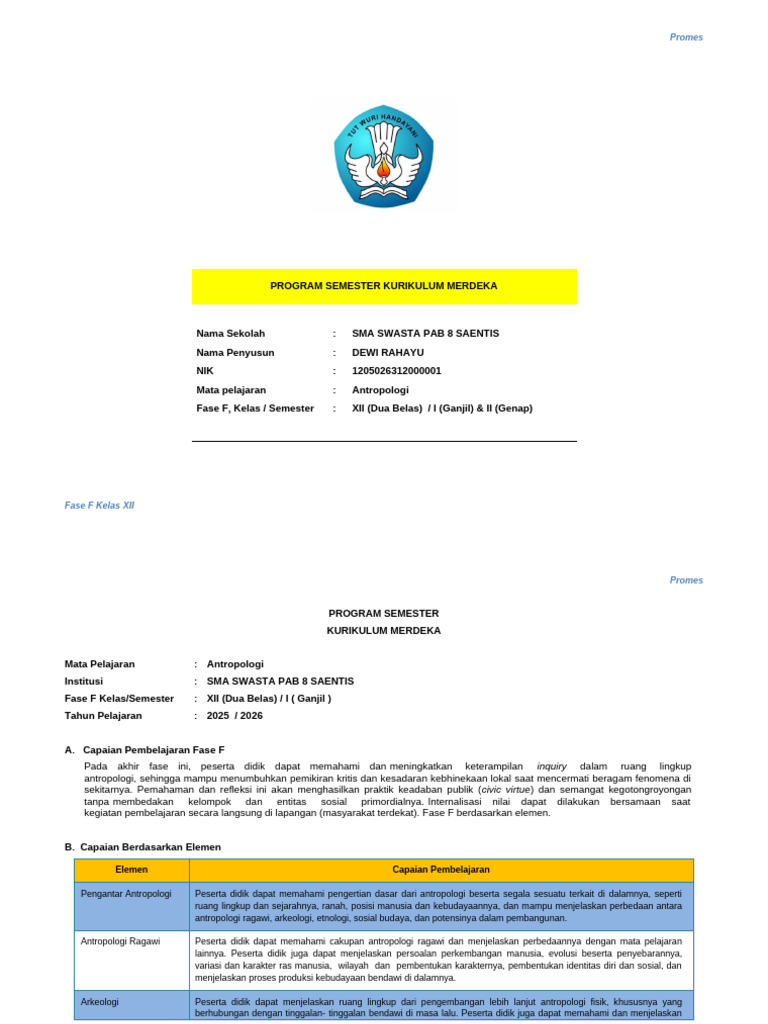 PROMES Kurikulum Merdeka-1 | PDF