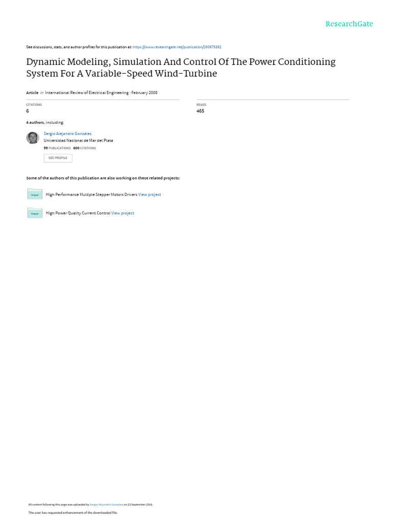 A.dynamic Modeling, Simulation and Control of The Power Conditioning System For A Variable-Speed ...