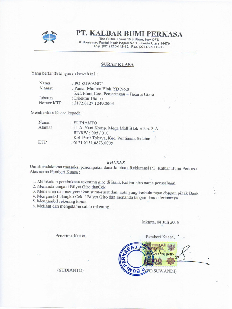 Surat Kuasa Sudianto | PDF