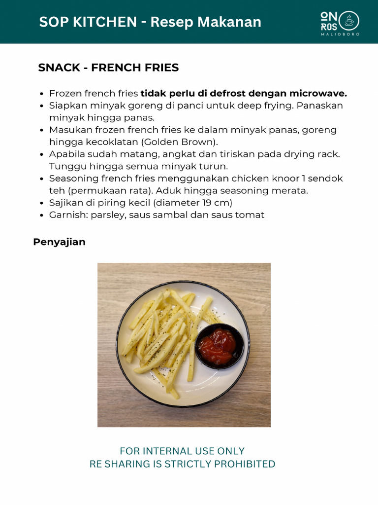 SOP KITCHEN - Resep Makanan PDF | PDF