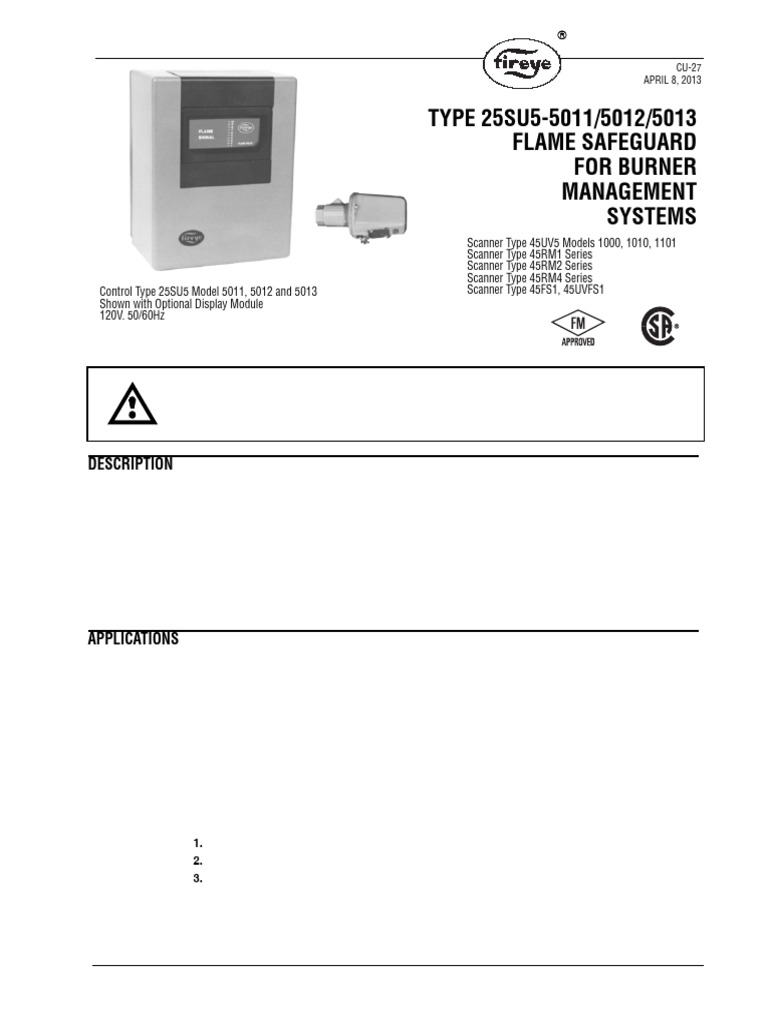 Fireye 25SU5 Flame Safeguard Control | PDF | Relay | Electrical Wiring