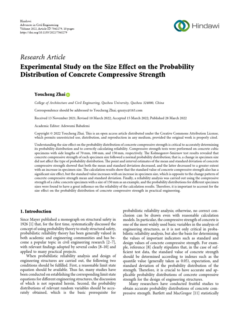 Experimental Study On The Size Effect On The Probability Distribution ...
