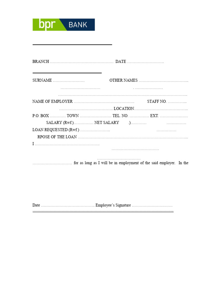 Personal Loan Undertaking Form | PDF