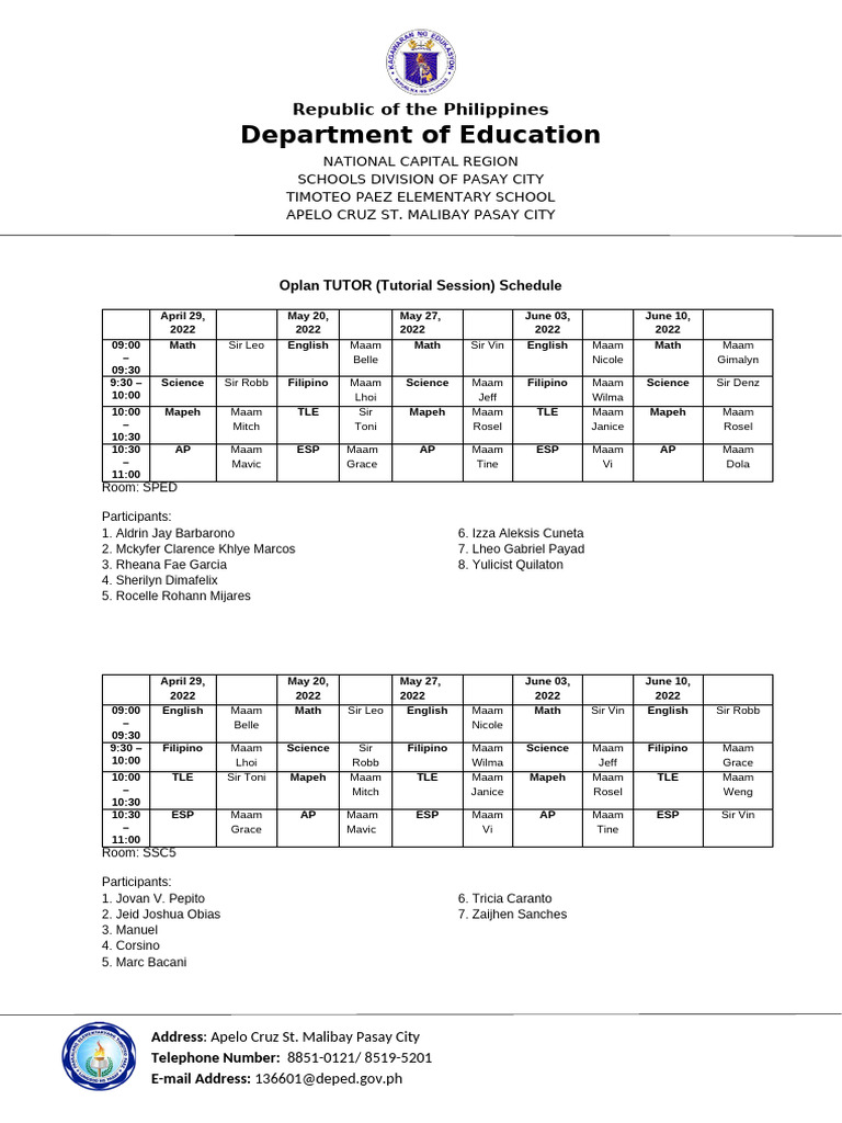 Project Accomplishment Oplan Tutor | PDF