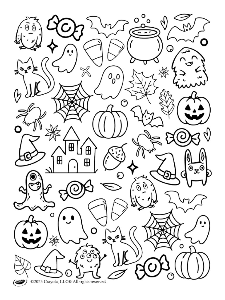 Halloween Icons - Free Coloring Page For Kids | PDF