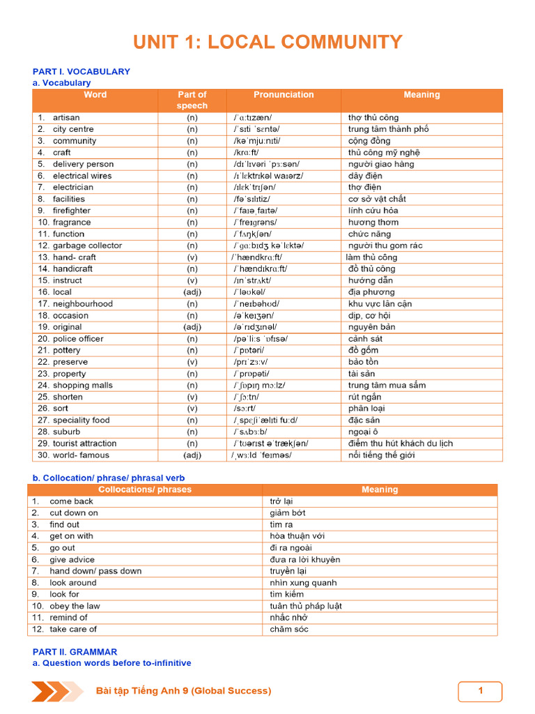 Unit 1 - K9 Global Success - HS - Form 2025. | PDF