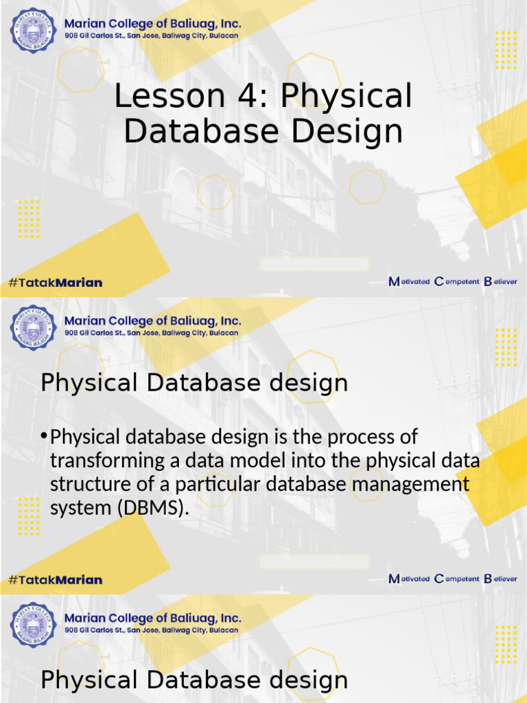 Lesson 4 Physical Database Design | PDF | Databases | Database Design