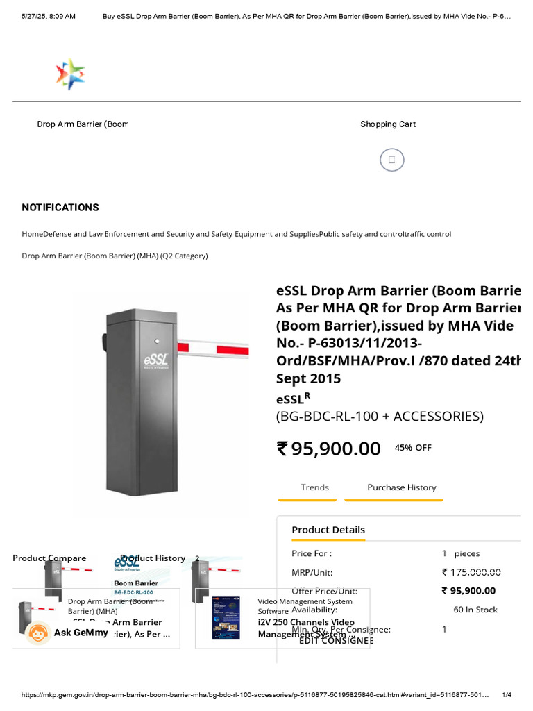eSSL Drop Arm Barrier Specifications | PDF | Business | Computing