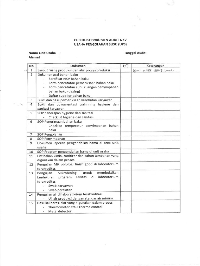 Ceklis Audit NKV | PDF