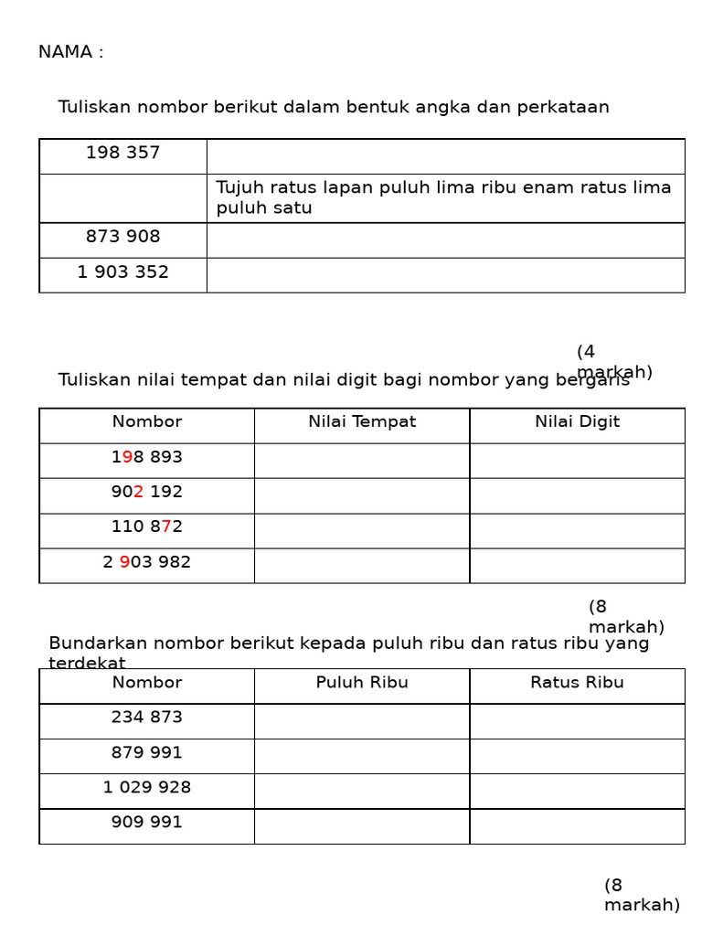 Lembaran MT Tahun 5 - 2024 | PDF