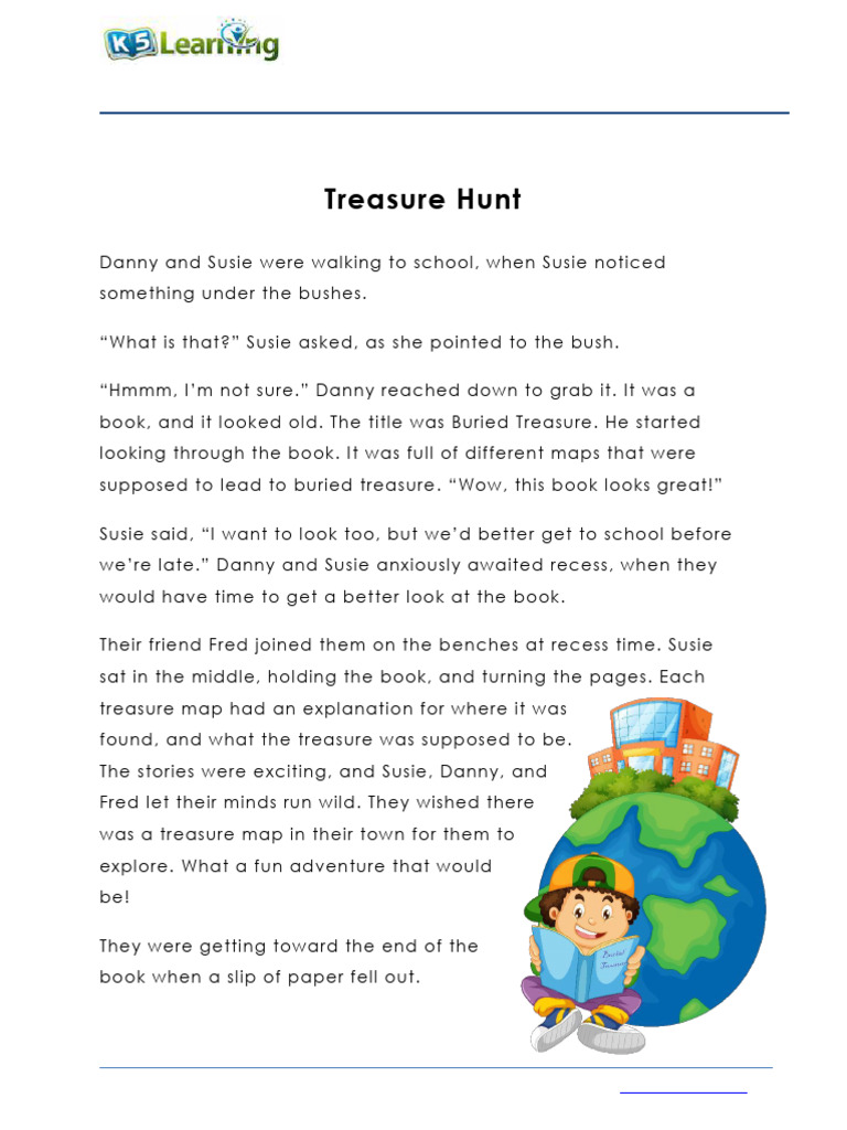 Grade 4 Treasure Hunt Worksheet | PDF