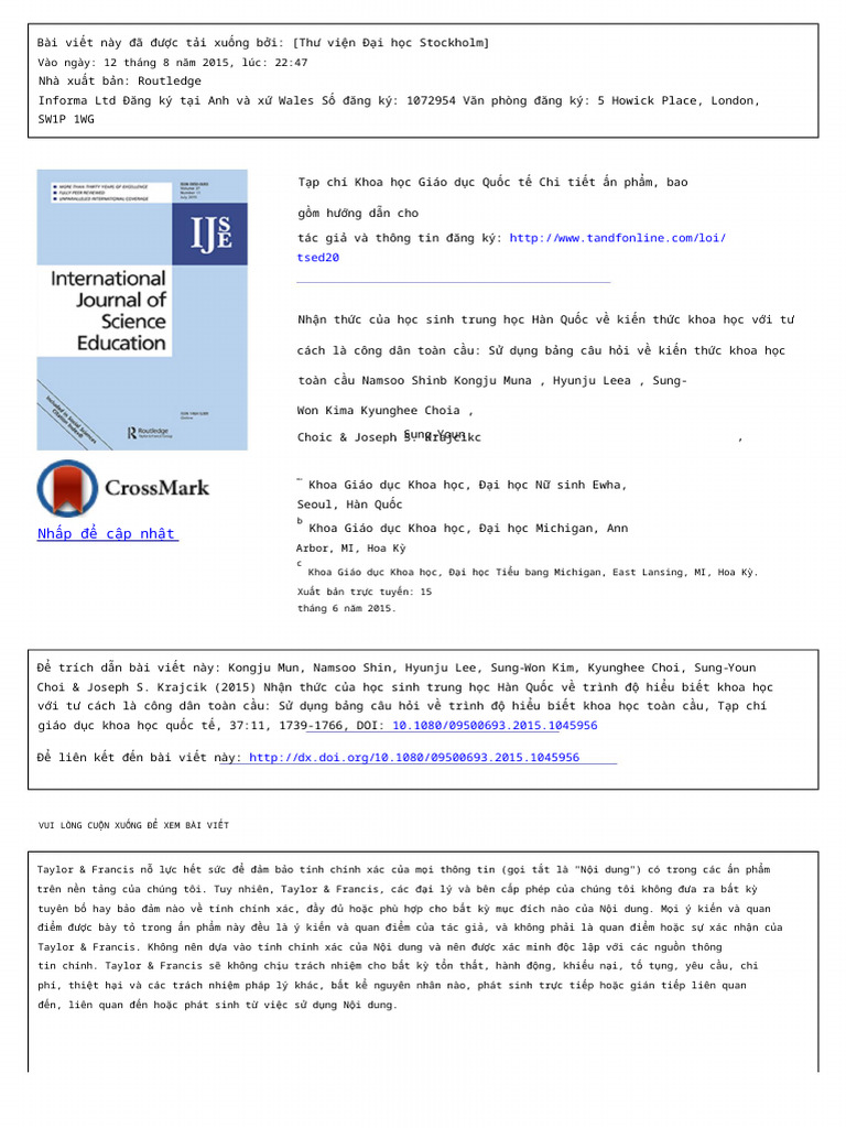Global Scientific Literacy Questionnaire (GSLQ) B | PDF