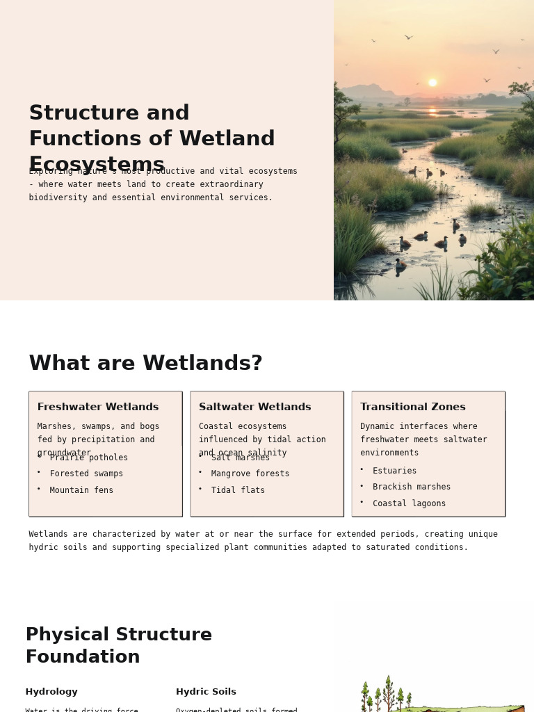 Structure and Functions of Wetlands | PDF | Wetland | Marsh