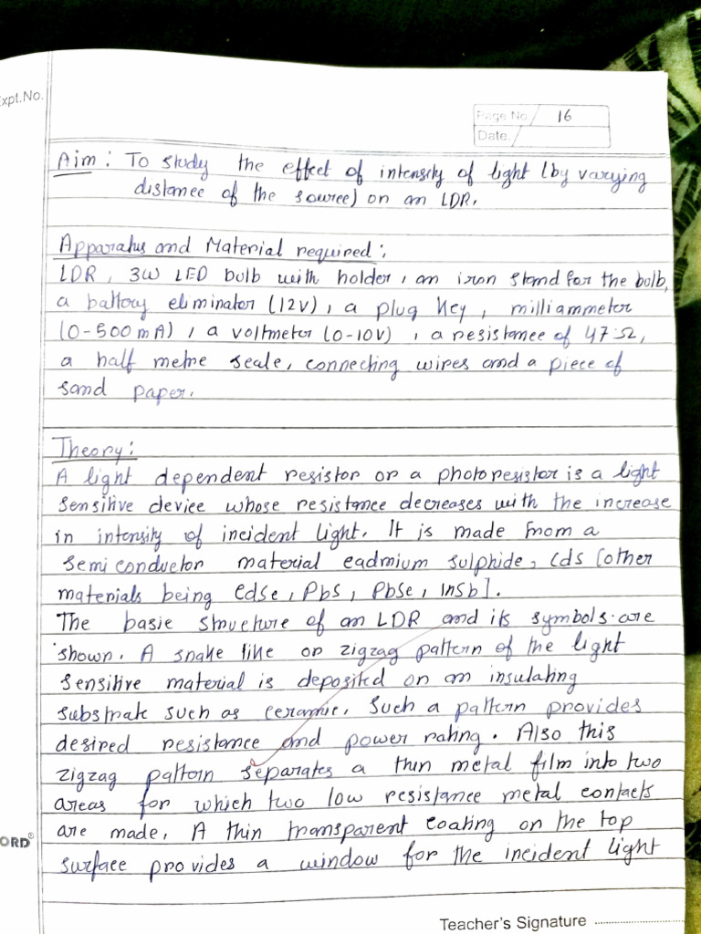 LDR Light Intensity Experiment Guide | PDF