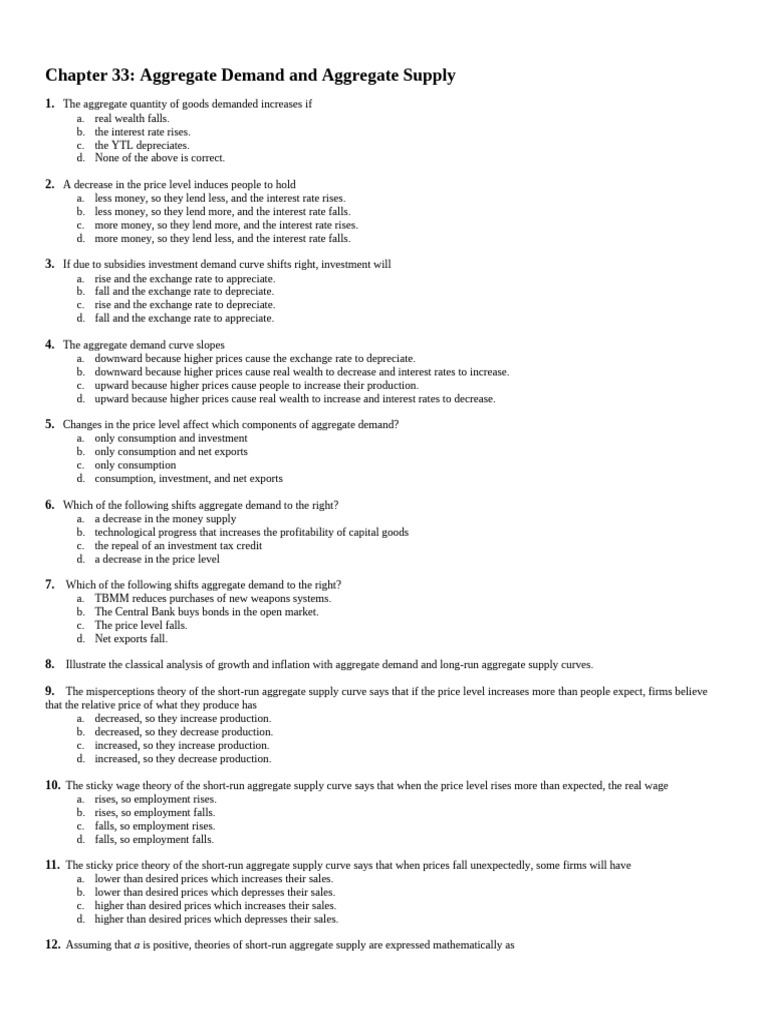 Aggregate Demand and Supply Concepts | PDF | Long Run And Short Run ...