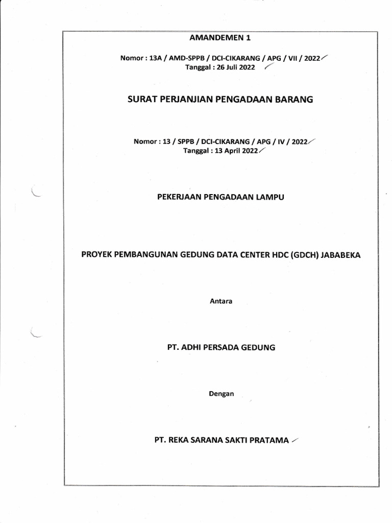 Pengadaan Lampu Data Center Jababeka | PDF