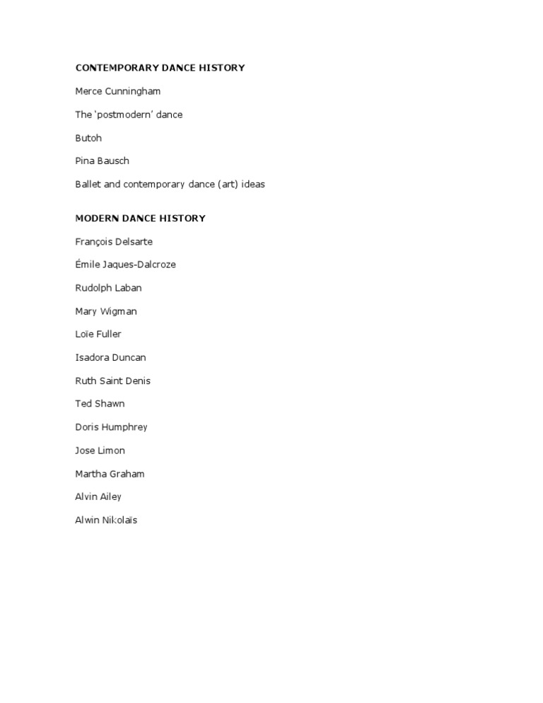 Contemporary Dance History | PDF