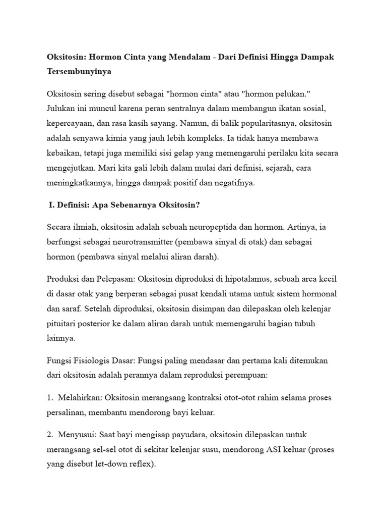 Oksitosin: Hormon Cinta dan Dampaknya | PDF