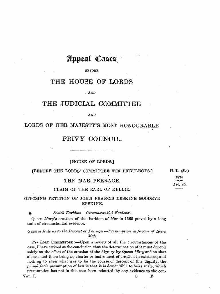 (1875) 1 App. Cas. 1 | PDF | Earl | Scottish People