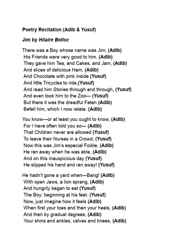 Poetry Recitation (Adib & Yusuf) | PDF