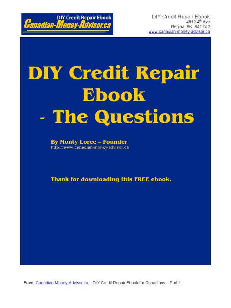 DIY Credit Repair Ebook: - The Questions | PDF | Credit History ...