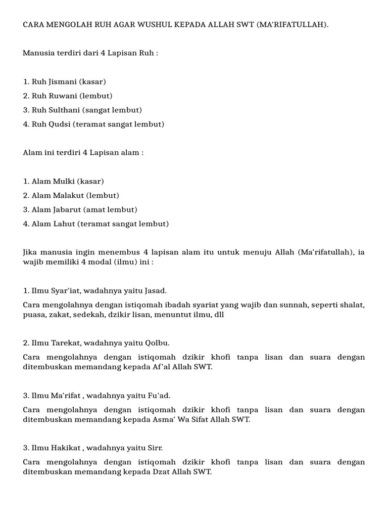 Mengolah Ruh untuk Wushul kepada Allah | PDF