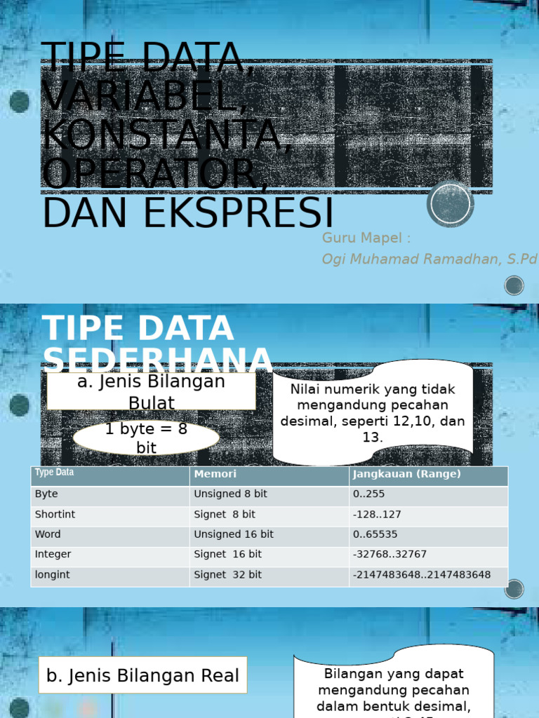02 Tipe Data, Variabel, Konstanta, Operator, Dan Ekspresi | PDF