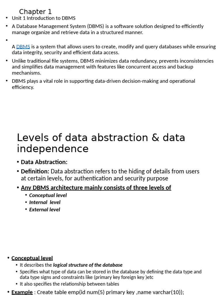 Chapter 1 Data Base Management System First Year | PDF | Databases | Relational Model