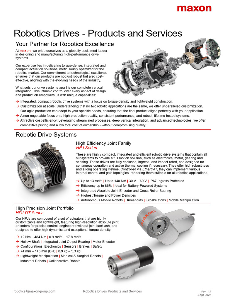 Maxon Robotics Drive Systems Overview | PDF | Robotics | Robot