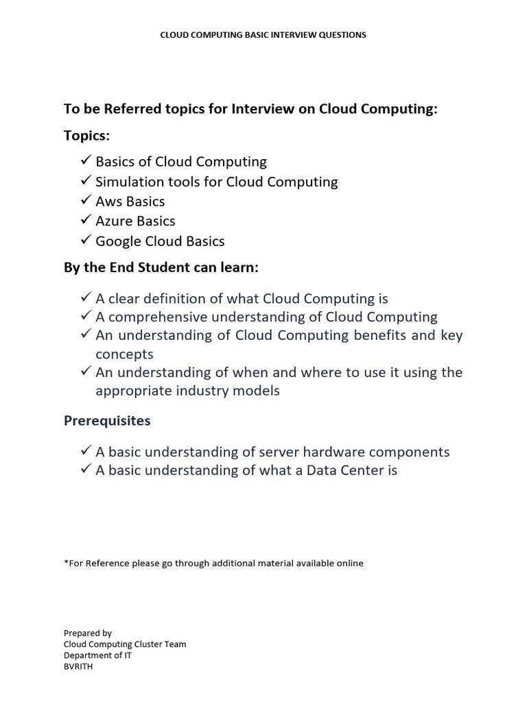 Cloud Computing Interview Questions Guide | PDF | Cloud Computing ...
