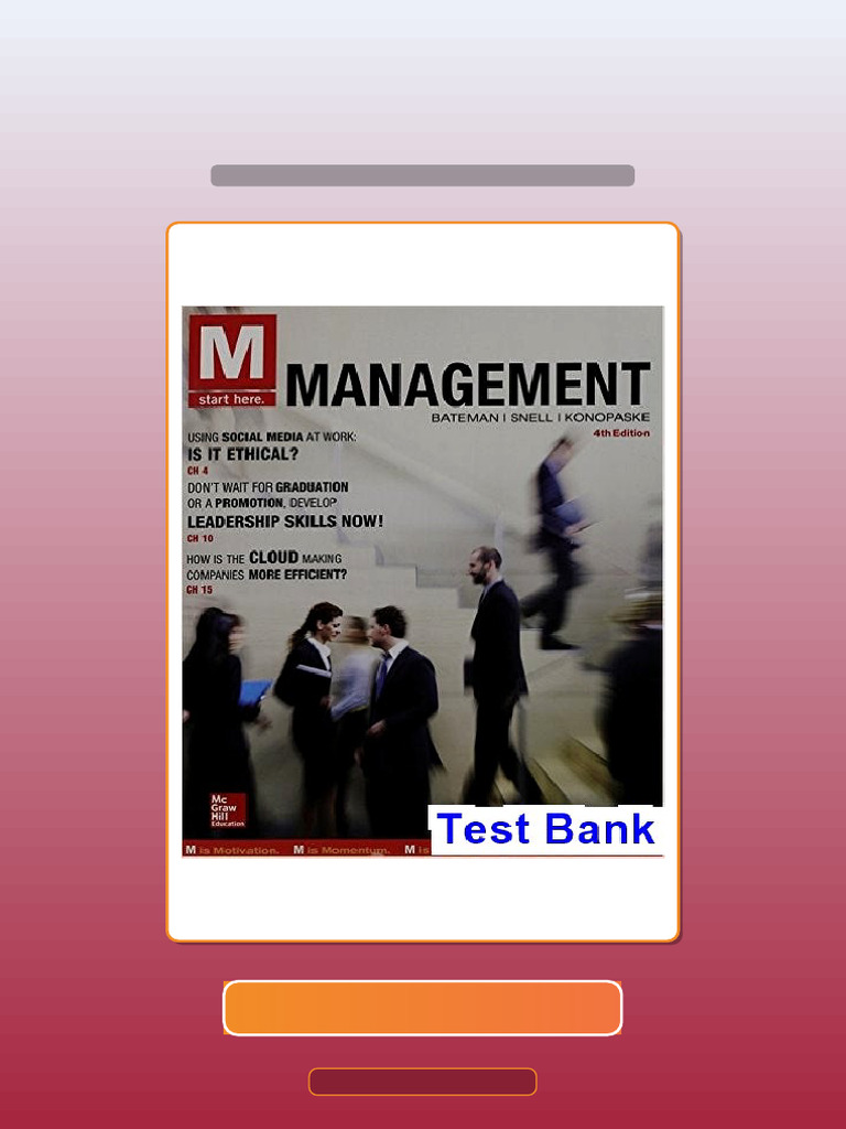 Get PDF of M Management 4th Edition Bateman | PDF | Multiple Choice