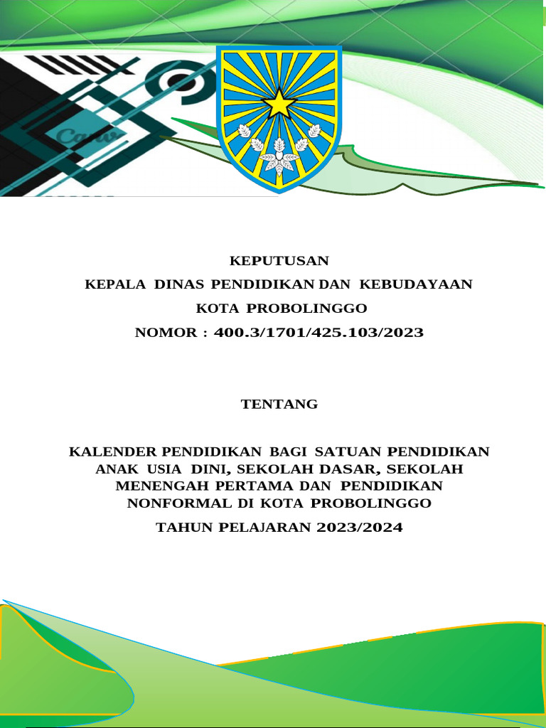 Kalender Pendidikan PAUD, SD, SMP & Nonformal Kota Probolinggo Tahun ...