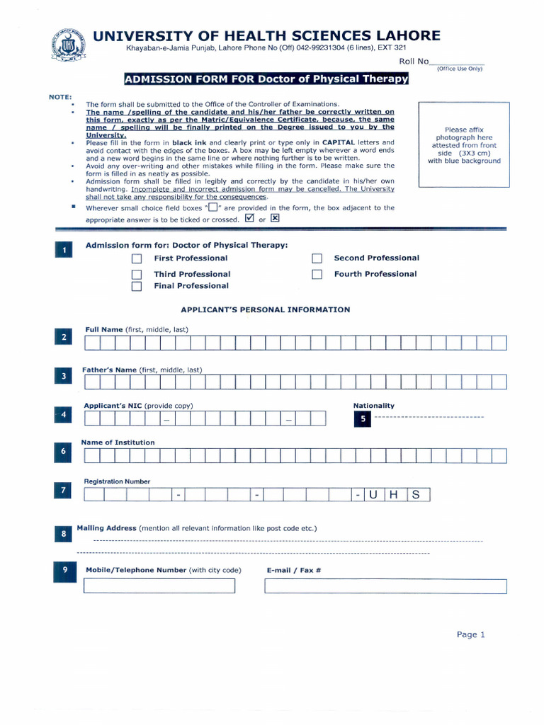 DPT Form | PDF