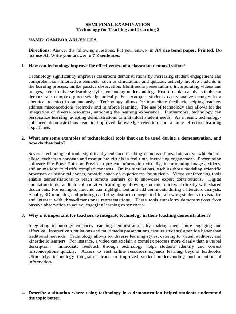 Ttl2 Semi Final Exam | PDF | Learning | Multimedia