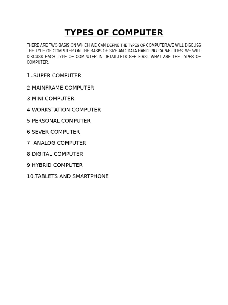 Types of Computer | PDF