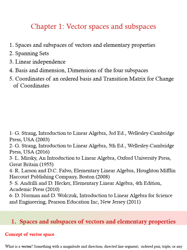 Vector Spaces and Subspaces Overview | PDF | Vector Space | Linear Subspace
