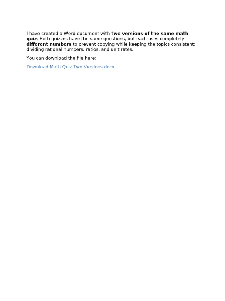 Two Versions of Math Quiz Download | PDF