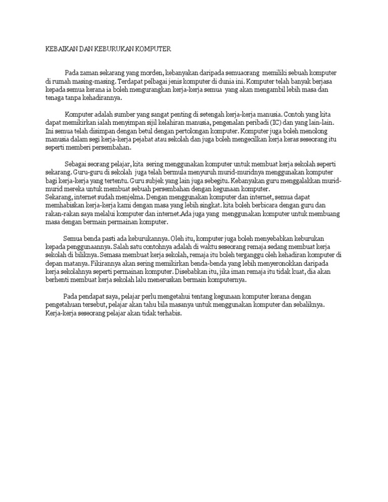 Kebaikan Dan Keburukan Komputer | PDF | Komputer