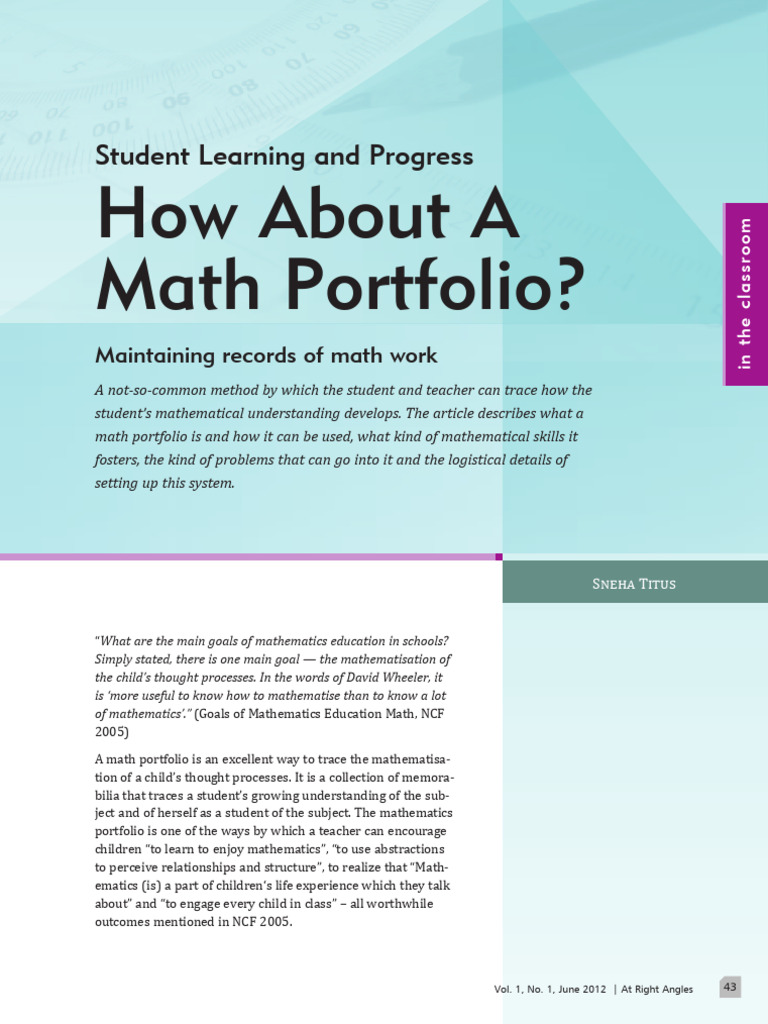 Benefits of Math Portfolios in Education | PDF | Mathematics | Teachers