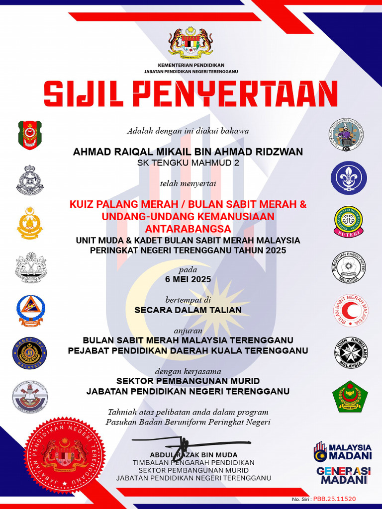Ahmad Raiqal Mikail Bin Ahmad Ridzwan Kuiz Palang Merah - Bulan Sabit ...