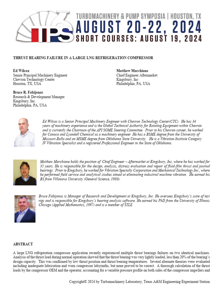 Thrust Bearing Failure LNG | PDF | Bearing (Mechanical) | Gas Technologies