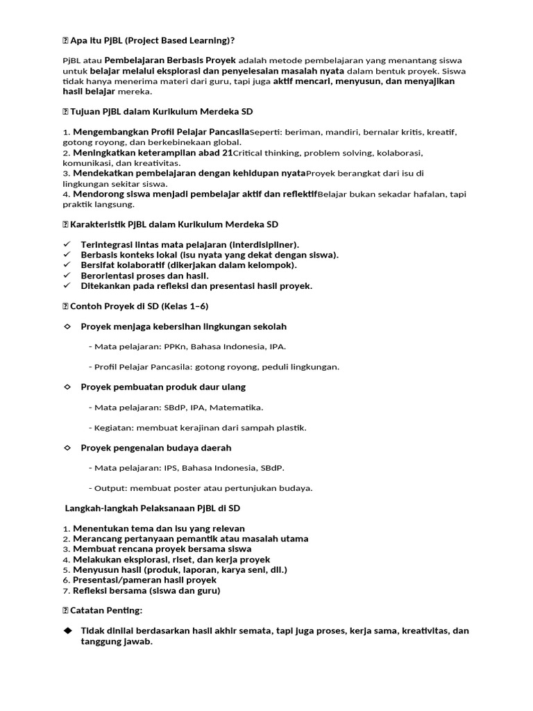 Memahami PjBL dalam Kurikulum Merdeka | PDF