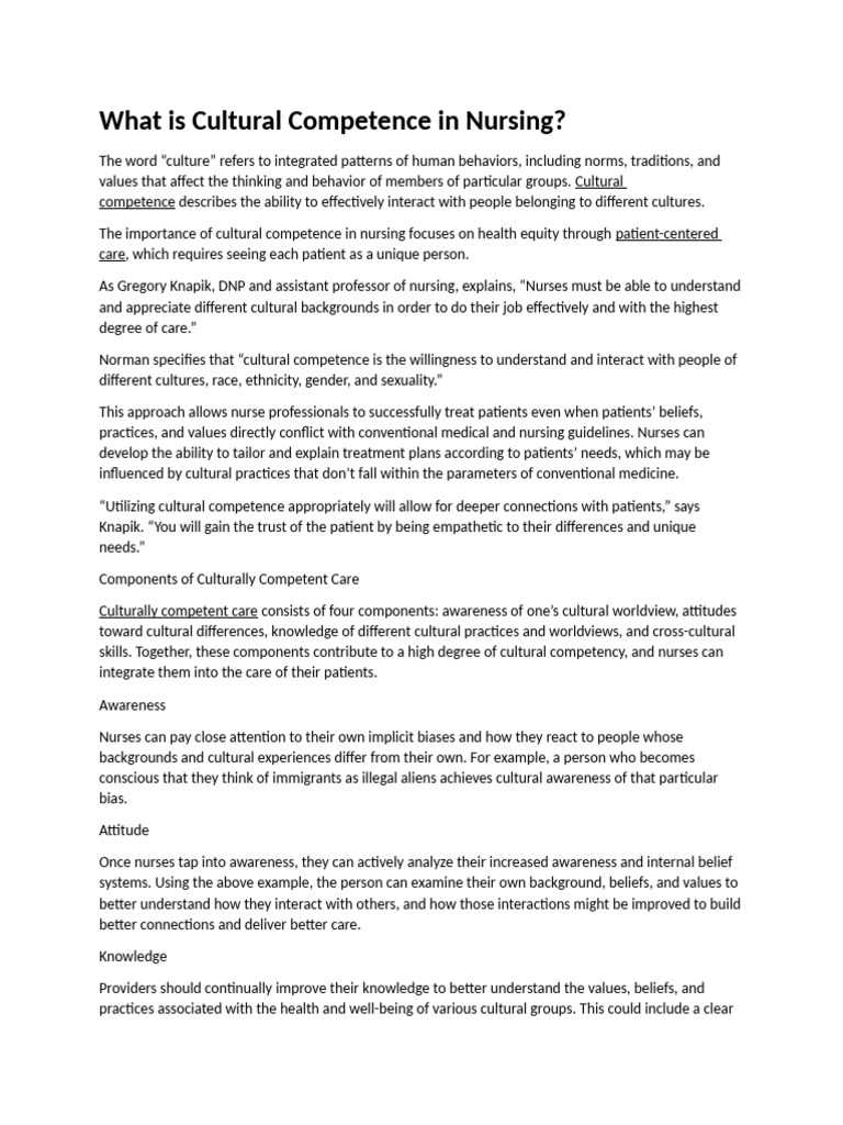 Understanding Cultural Competence in Nursing | PDF | Social Psychology ...