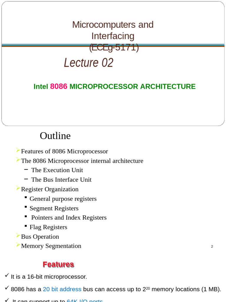 CH 02 8086 Microprocessor Architecture | PDF | Pointer (Computer ...