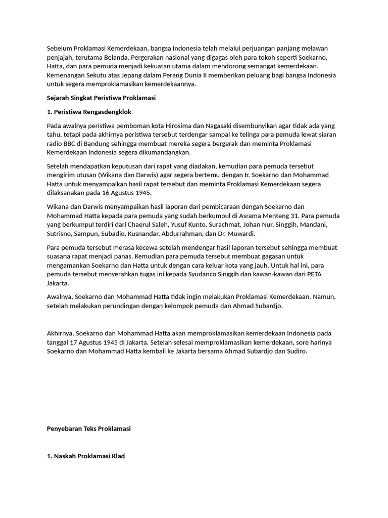 Sejarah Proklamasi Kemerdekaan Indonesia | PDF