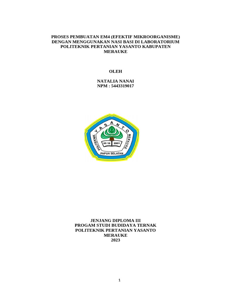 Pembuatan EM4 dari Nasi Basi di Laboratorium | PDF