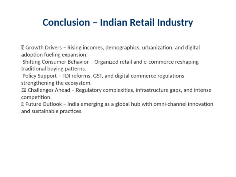Conclusion Retail Industry | PDF